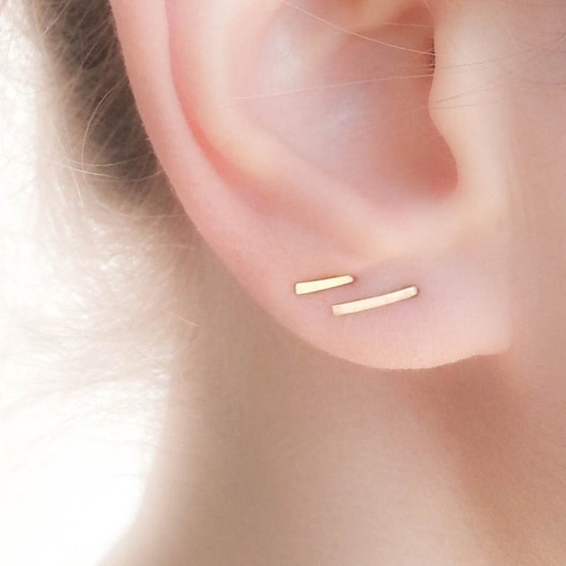 Gold Bar Earrings - Etsy