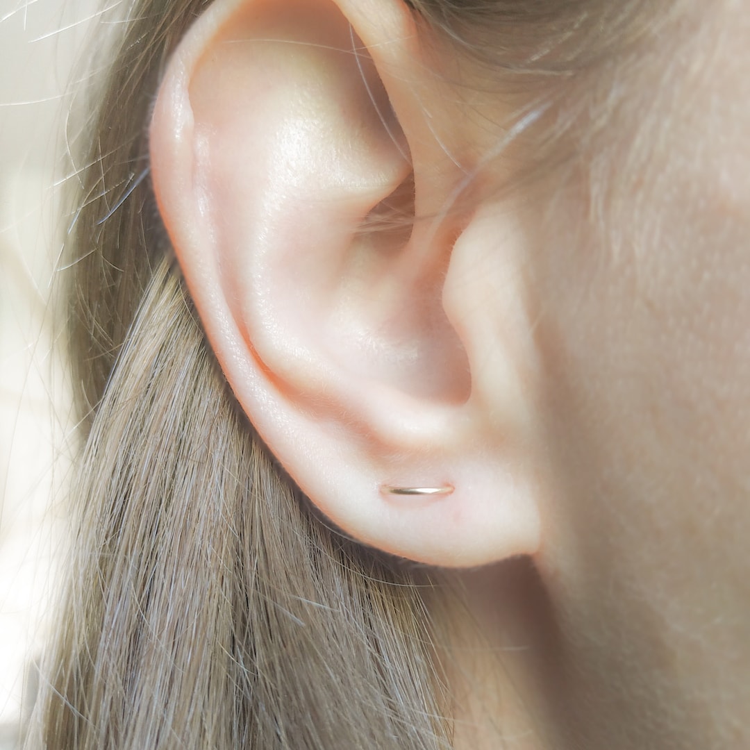 Staple Earrings- Double Piercing Earring- Two Hole Earring- Double Lobe ...