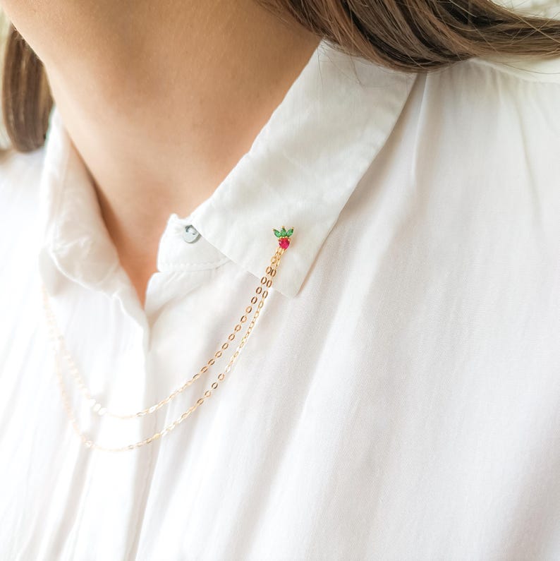Fruit Collar Pin Chain- Strawberry, Grape, Apple, Raspberry, Double ...