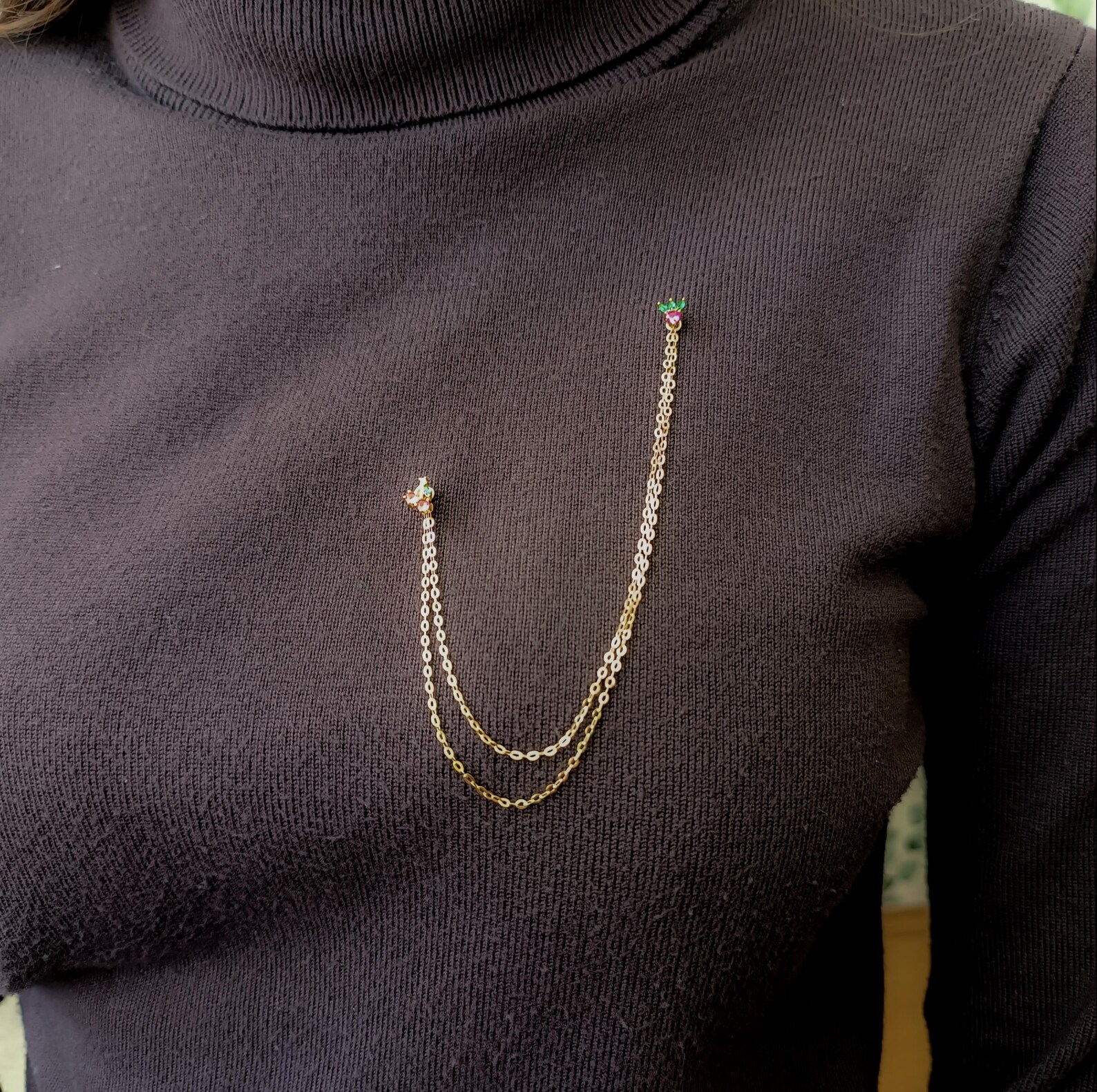 Fruit Collar Pin Chain- Strawberry, Grape, Apple, Raspberry, Double ...