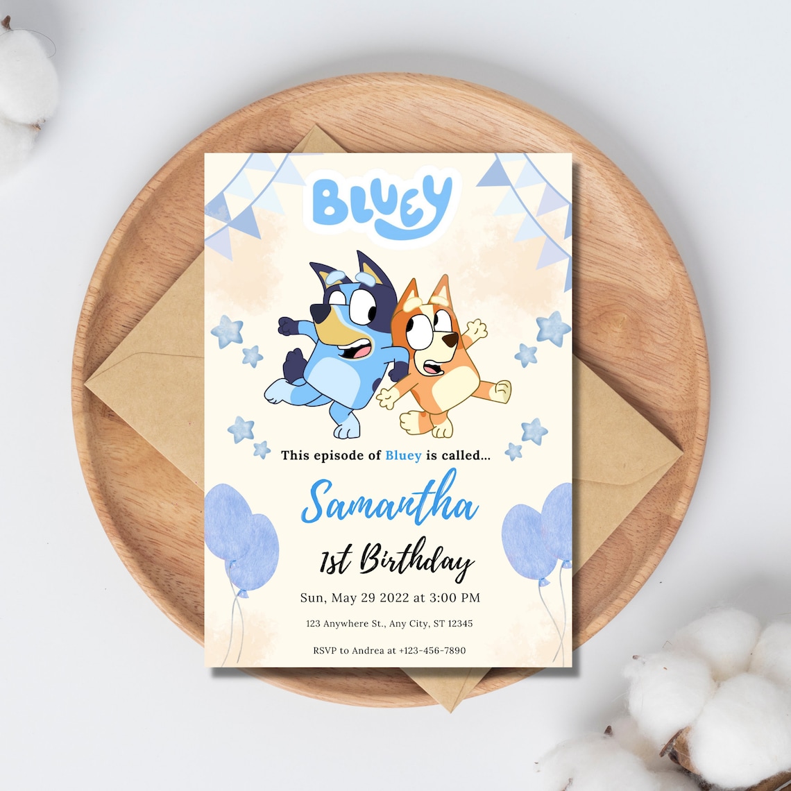 Plantilla de invitación de invitación de cumpleaños de Bluey - Etsy México