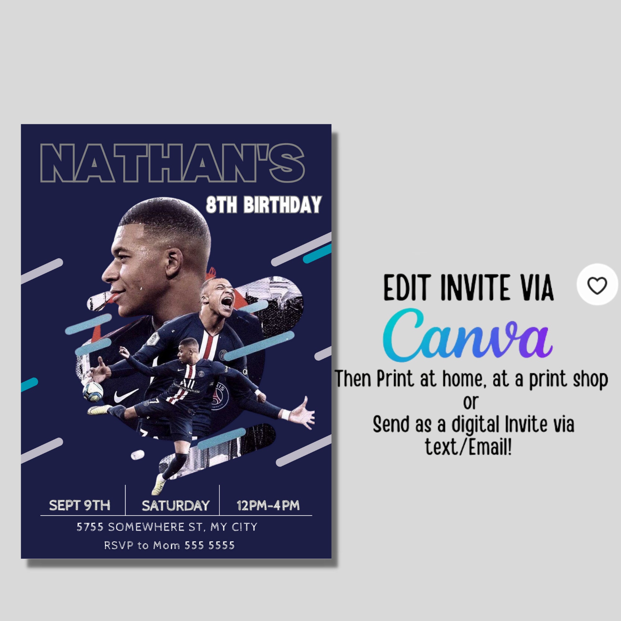 Kylian Mbappé Birthday Invitation Made to Order Customizable Birthday ...