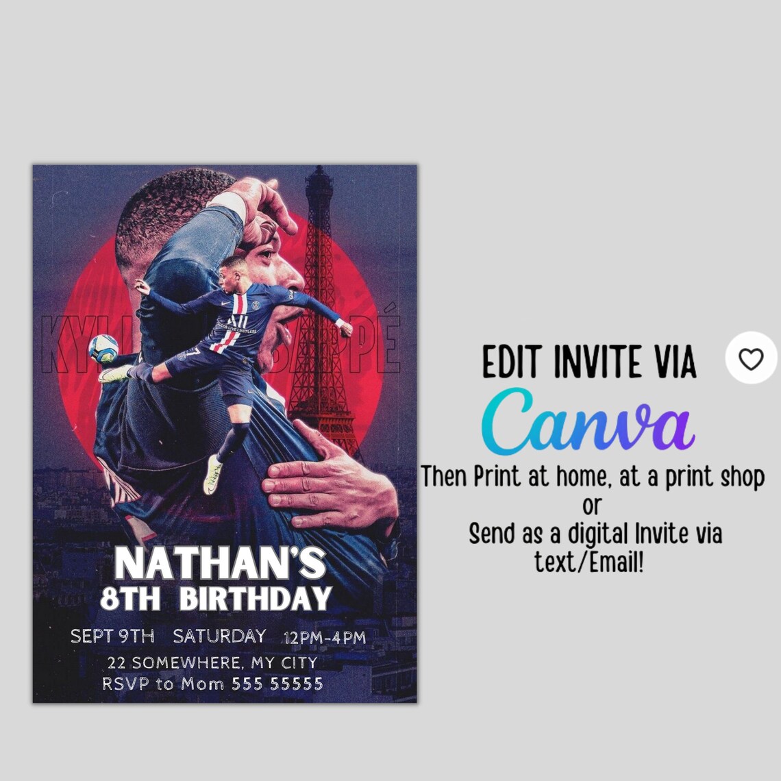 Kylian Mbappé Birthday Invitation | Made to Order Customizable Birthday ...