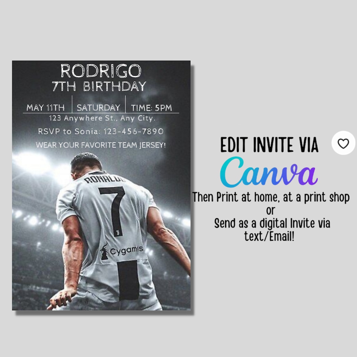 Cristiano Ronaldo Birthday Invitation Made to Order - Etsy UK