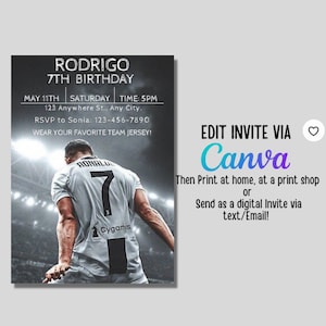 Cristiano Ronaldo Birthday Invitation: Customizable CR7 Party (digital ...