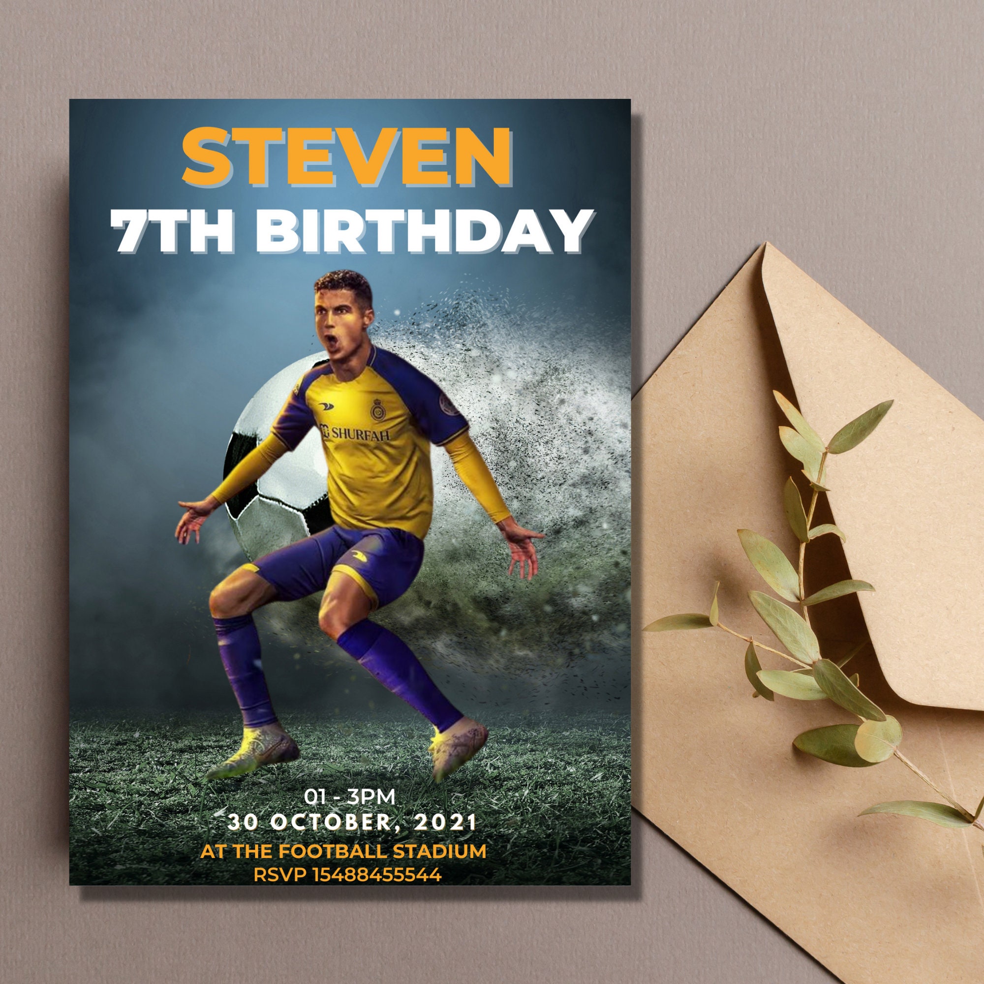 CANVA Invite Template, Soccer Football Birthday Invitation, Kids ...