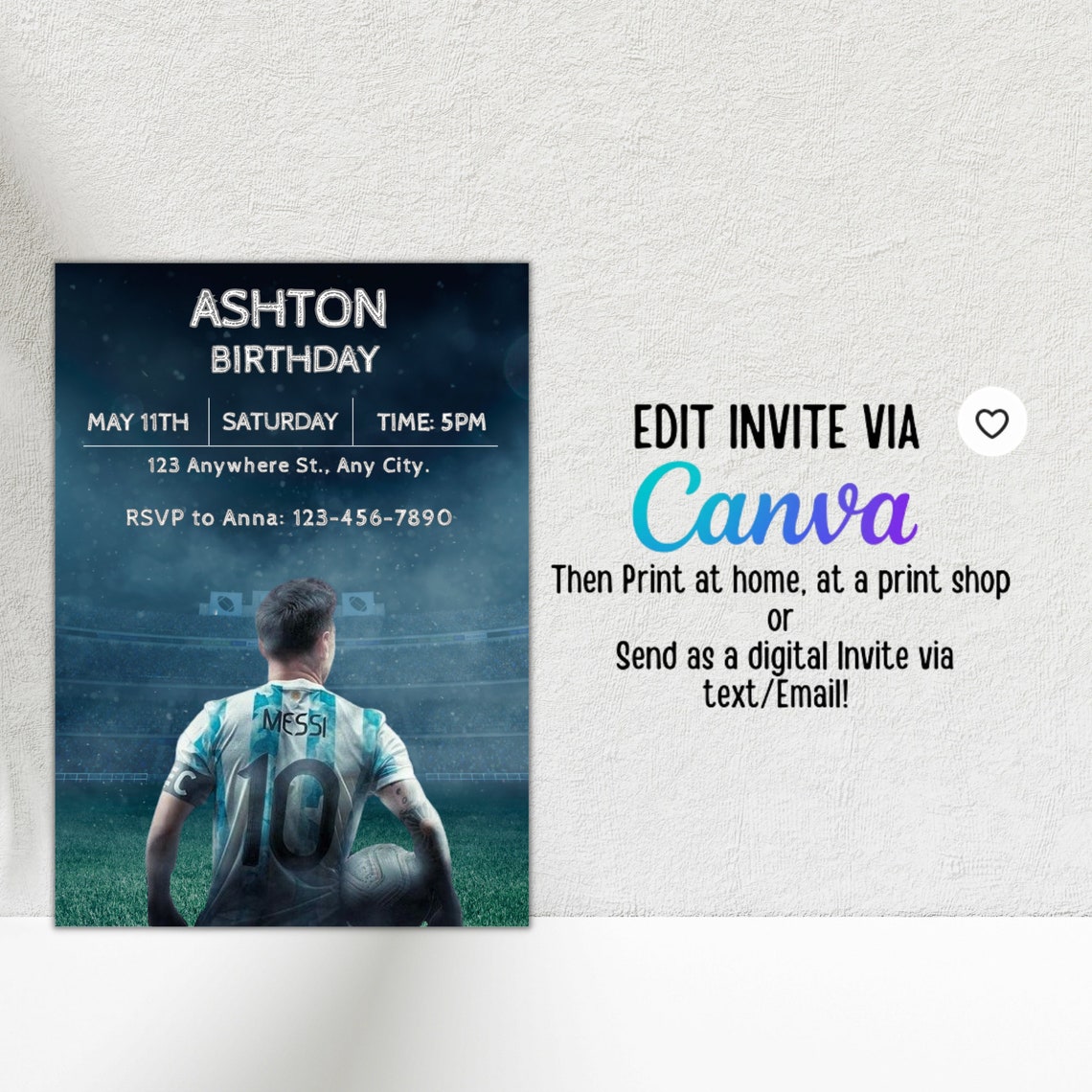 Messi Birthday Invitation Messi Invite Argentina Soccer - Etsy