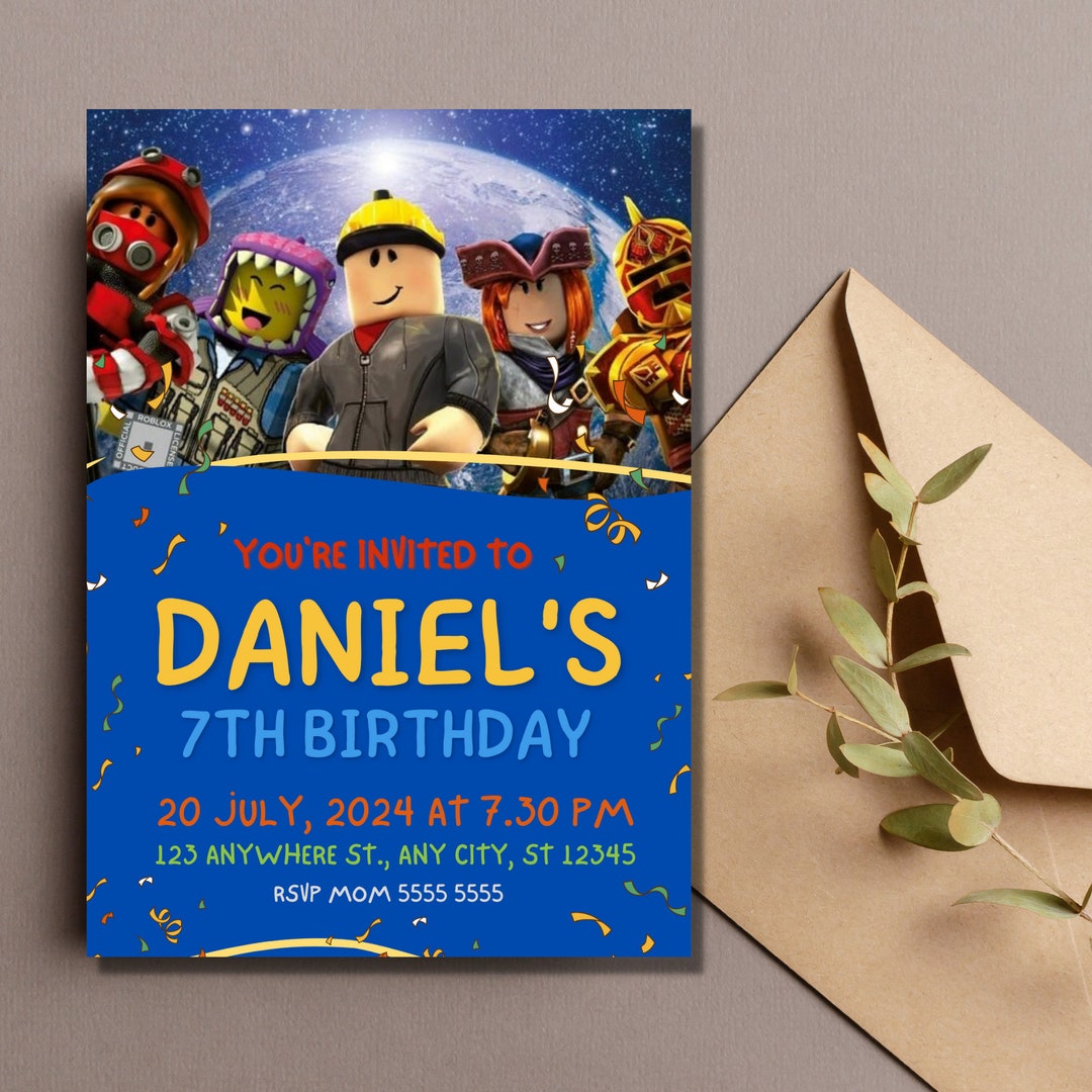 Editable Roblox Birthday Invitation Template: Printable Kids Party ...