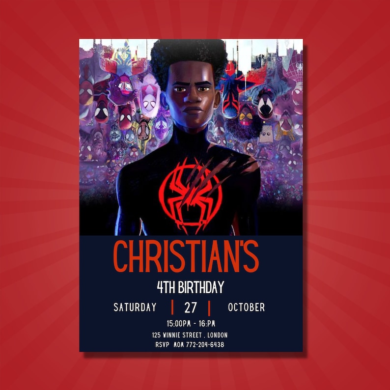 Spider-man: Across the Spider-verse Birthday Invitation - Etsy