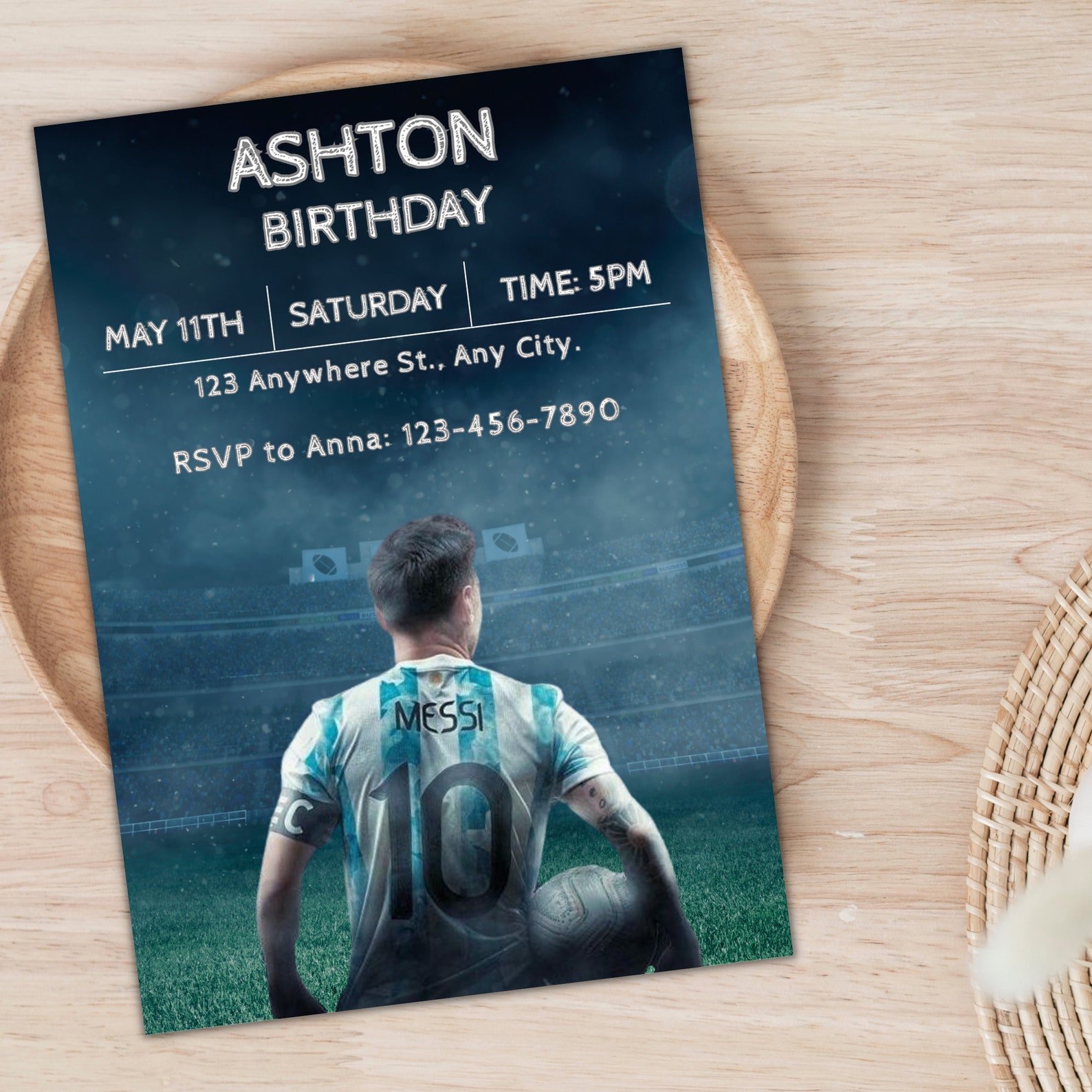 Messi Birthday Invitation Messi Invite Argentina Soccer - Etsy