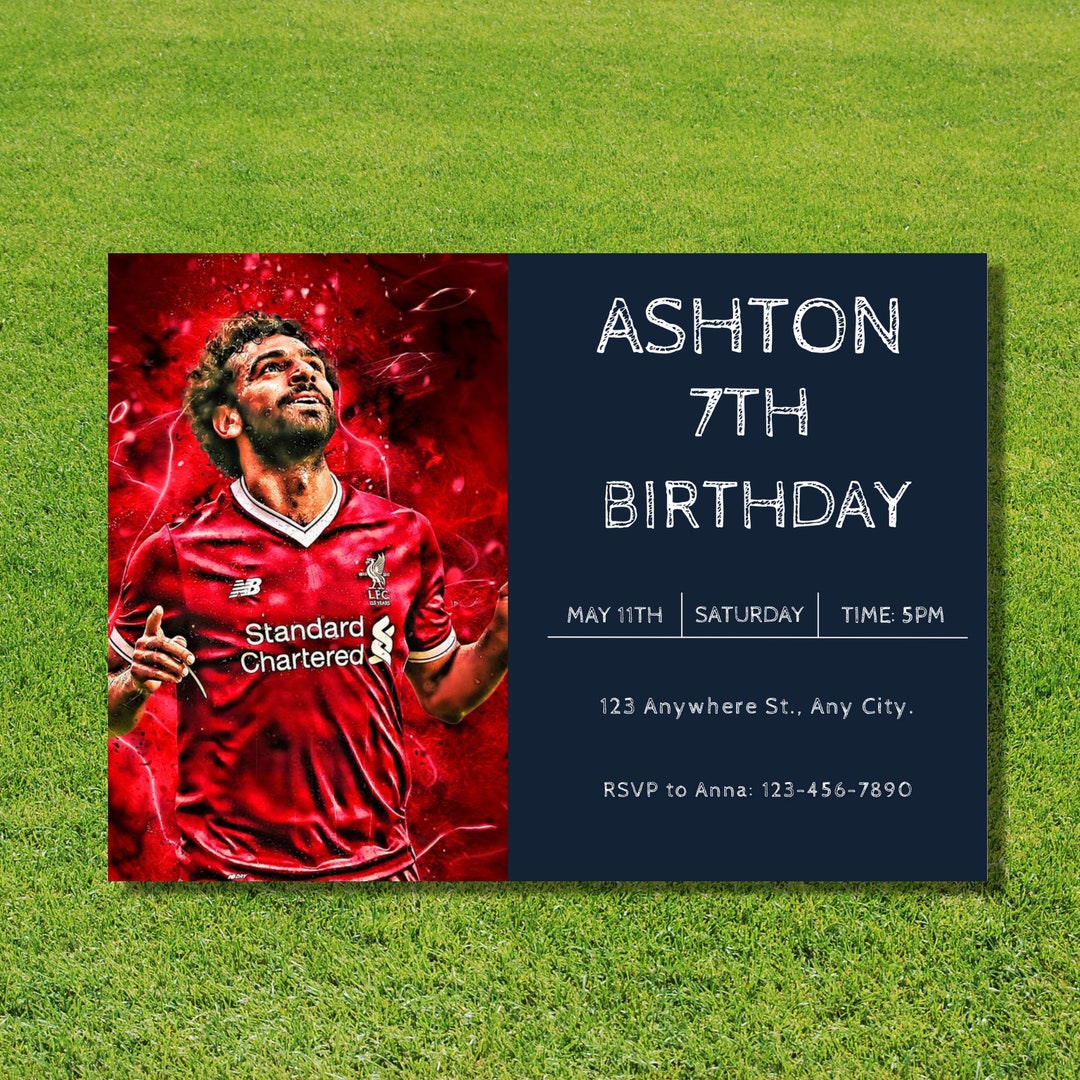 Digital Invite Soccer Football, Liverpool FC Birthday Party Invitation ...