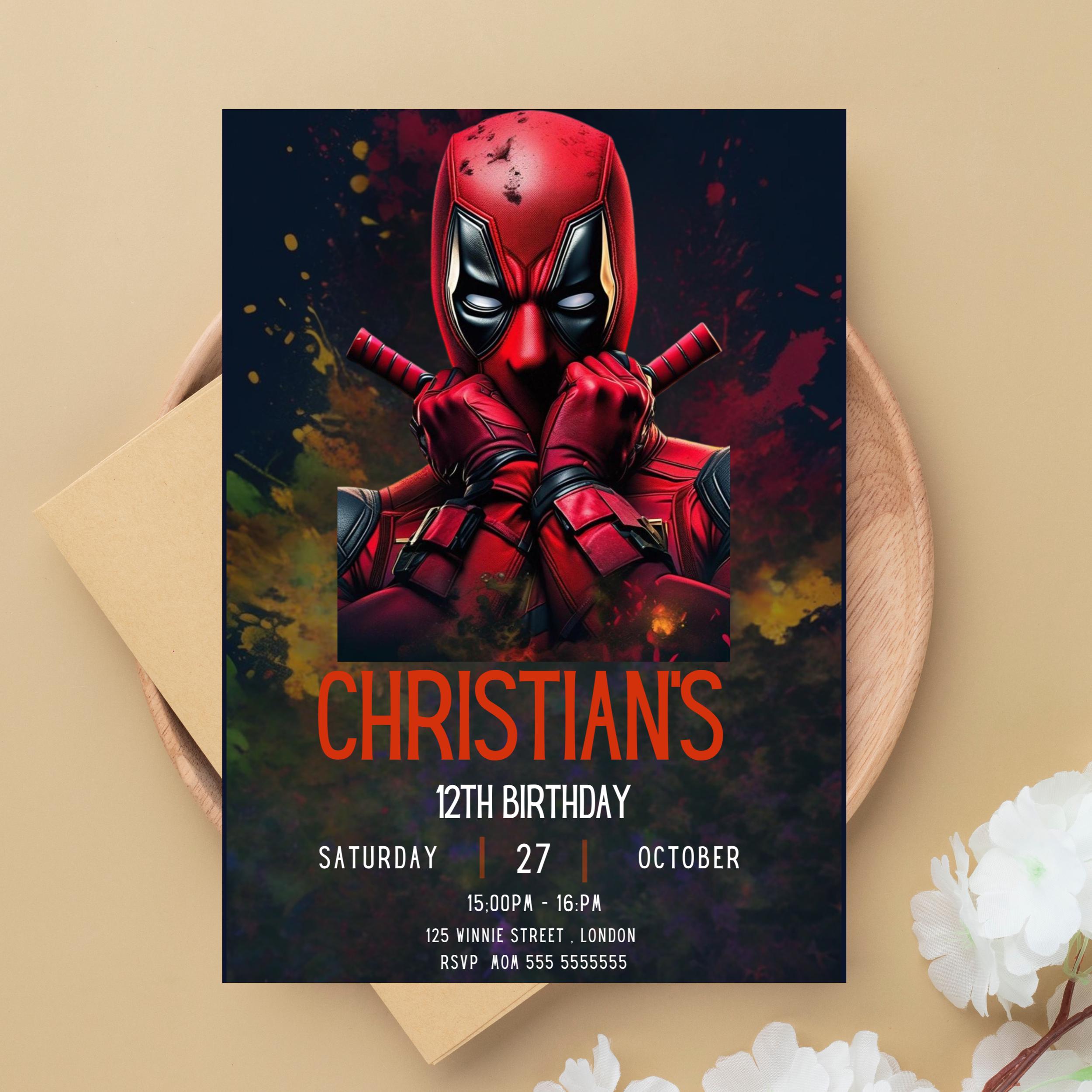 Deadpool Birthday Invitation, Printable and Digital Birthday Invite ...