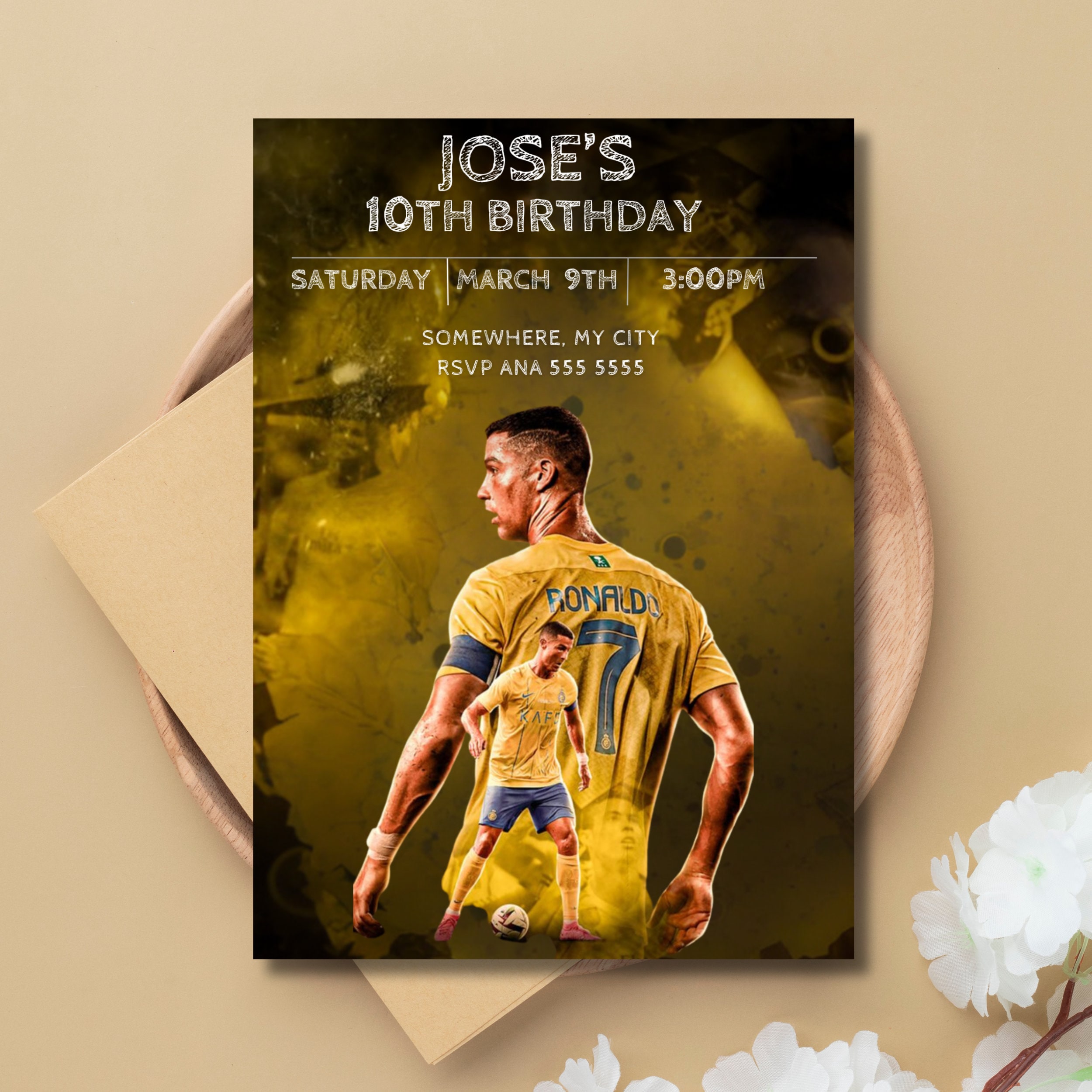 Cristiano Ronaldo Birthday Invitation |birthday Card | CR7 Invite ...