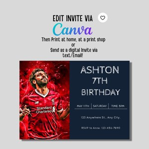 Digital Invite Soccer Football, Liverpool FC Birthday Party Invitation ...