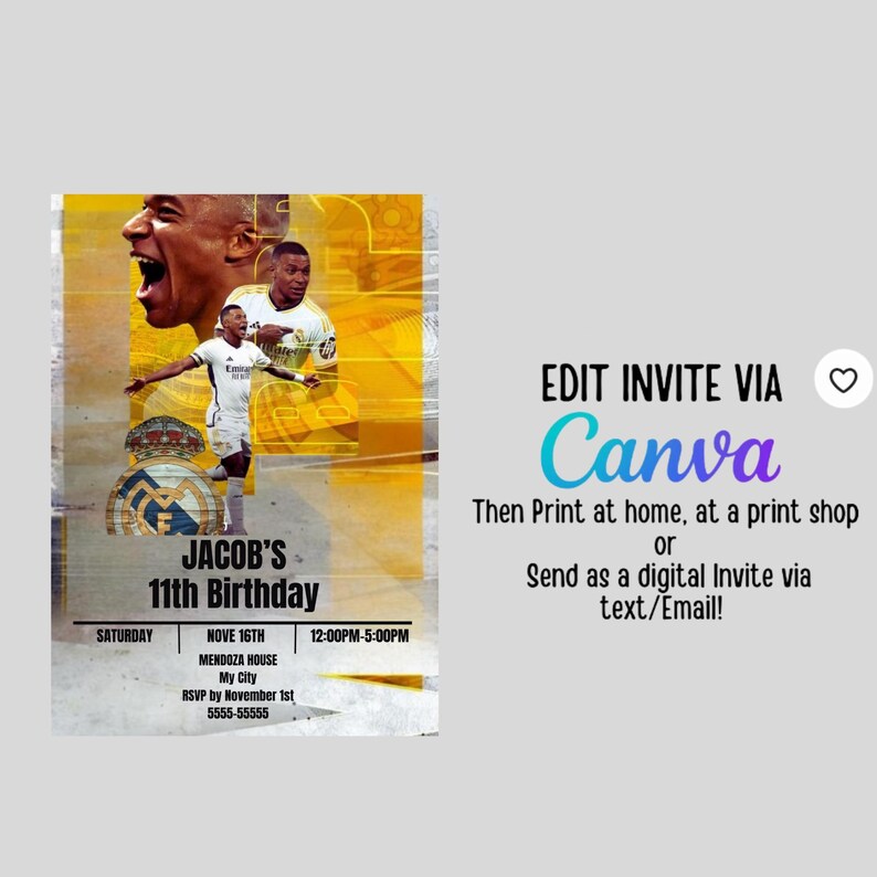 Kylian Mbappé Birthday Invitation | Made to Order Customizable Birthday ...