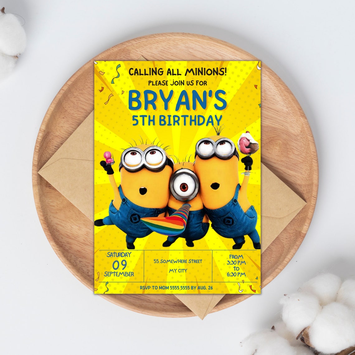 Minions Birthday Invitation, Editable Birthday Party Invitation ...