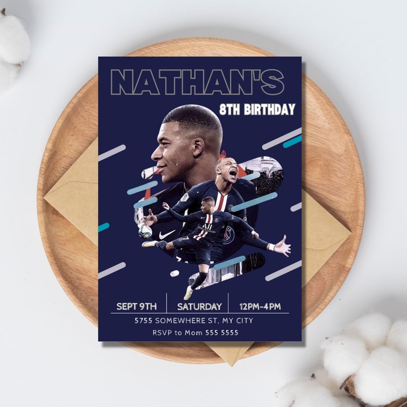 Kylian Mbappé Birthday Invitation Made to Order Customizable Birthday ...