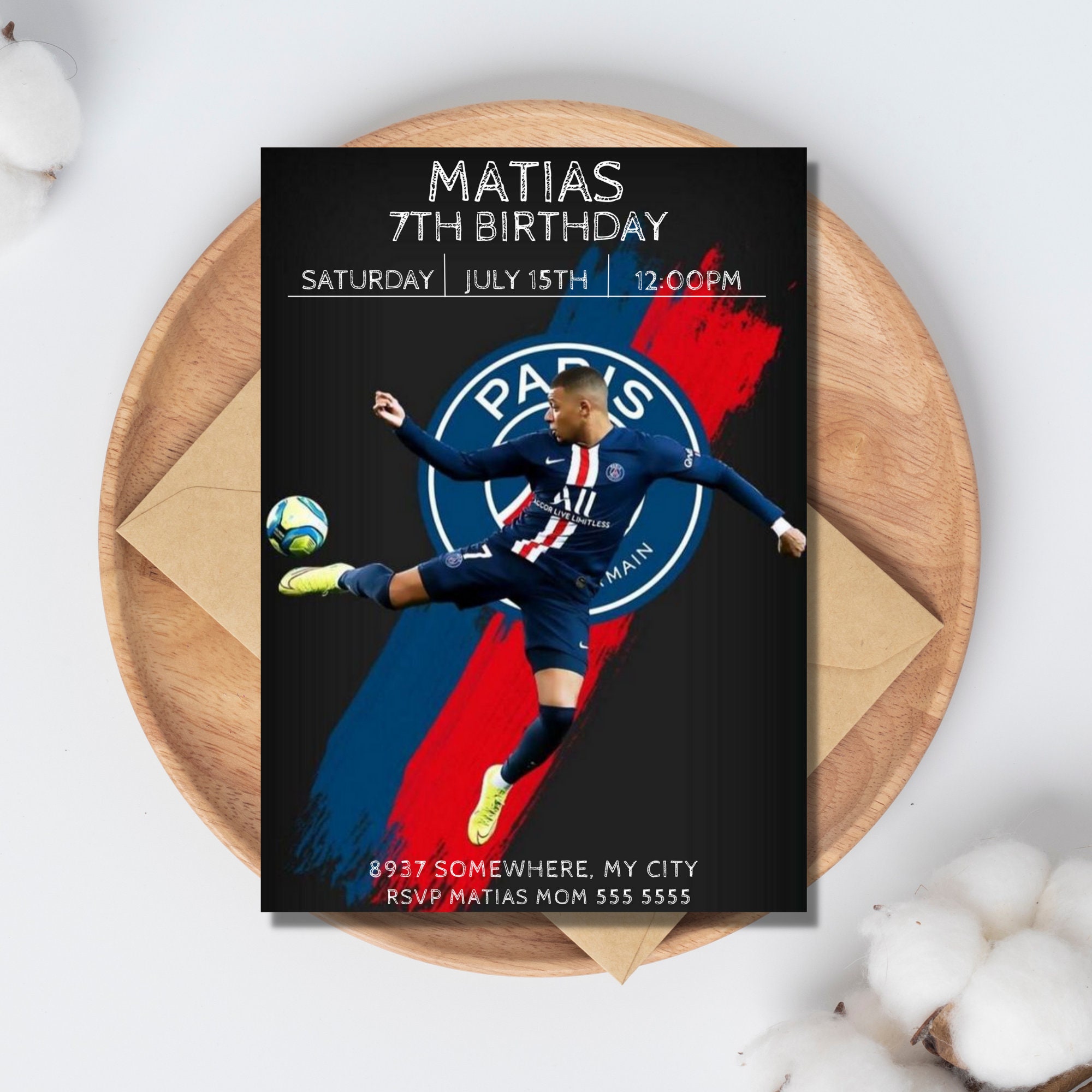 Kylian Mbappé Birthday Invitation | Made to Order Customizable Birthday ...