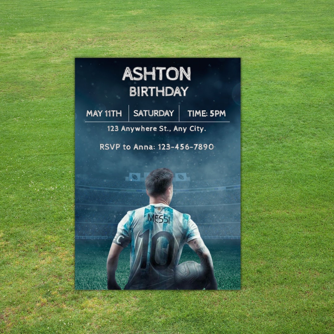 Messi Birthday Invitation, Messi Invite, Argentina Soccer Theme ...