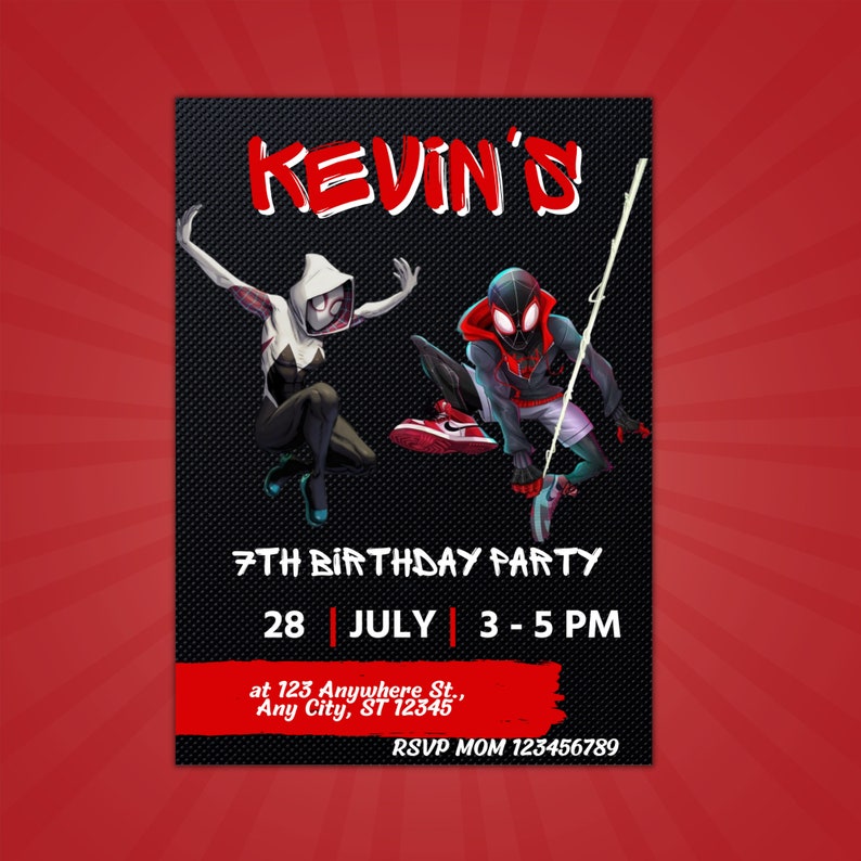 Spider-man: Across the Spider-verse Birthday Invitation - Etsy