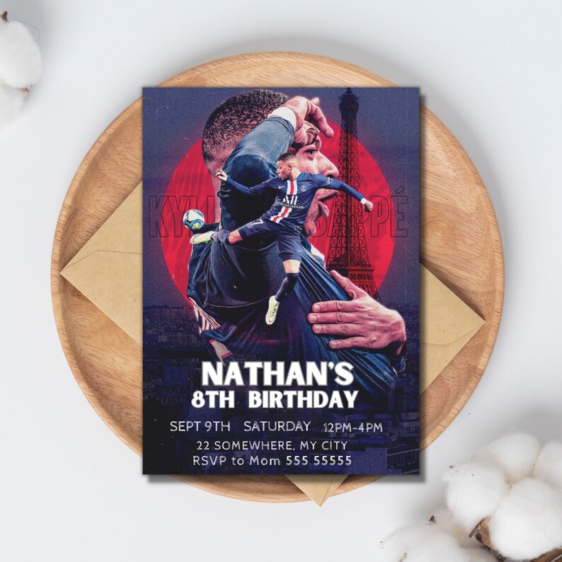 Kylian Mbappé Birthday Invitation | Made to Order Customizable Birthday ...