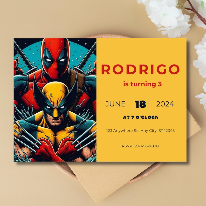 Deadpool Birthday Invitation, Printable and Digital Birthday Invite ...