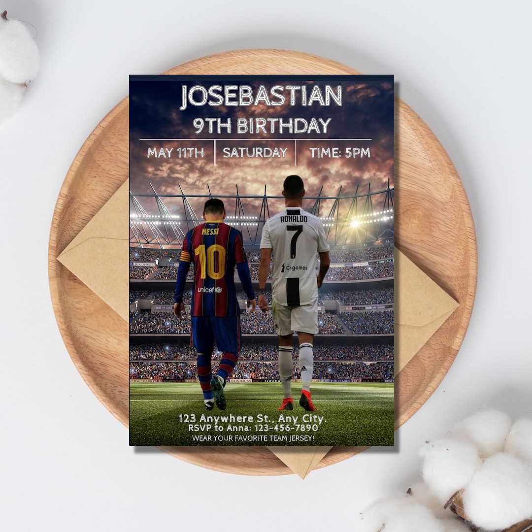 Ronaldo Vs Messi Birthday Invitation: Editable Soccer Card (digital ...