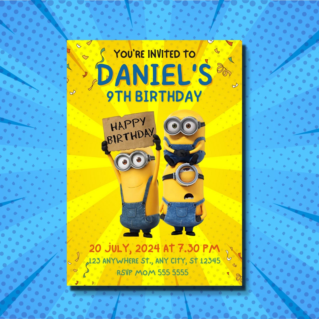 Minions Birthday Invitation: Editable Kids Party (digital Download) - Etsy