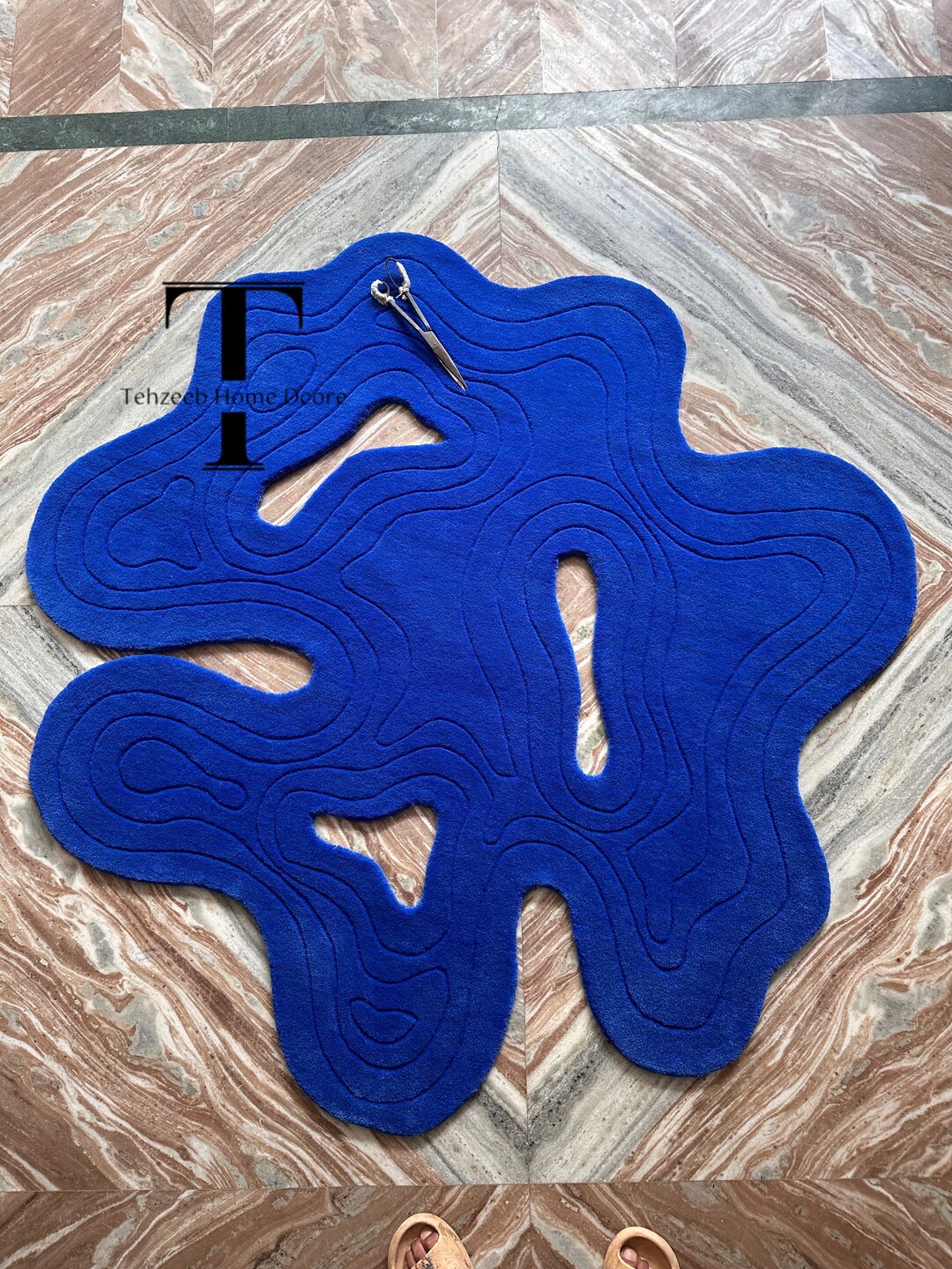 Irregular Shaped Rug Handmade Designer Wool Rug for Living Room ...
