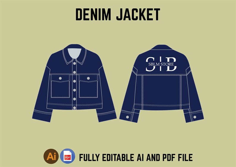 Oversize Denim Jeans Jacket Mockup Vector Streetwear Vector Ai Editable ...
