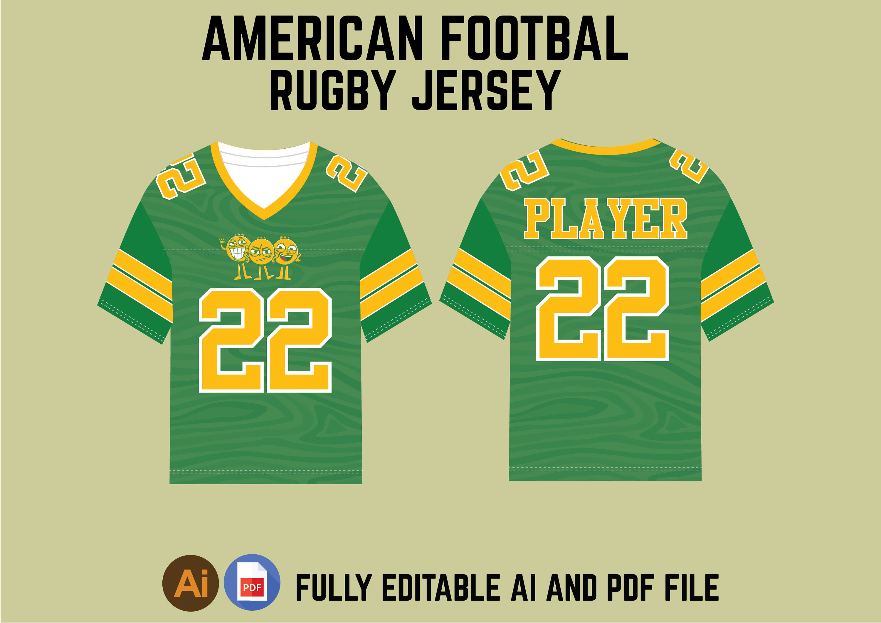 American Football Rugby Jersey Template Streetwear Playing Vector Ai ...