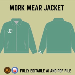 Workwear / Detroit Jacket Vector Mockup Template Streetwear Vector Ai ...