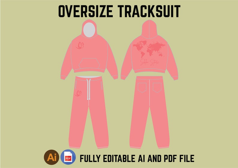 Tracksuit Mockup Pack Template Digital Mockup Vector Ai Editable Flared ...