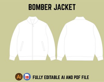 Mockup Bomber Jacket Vector Template - Etsy
