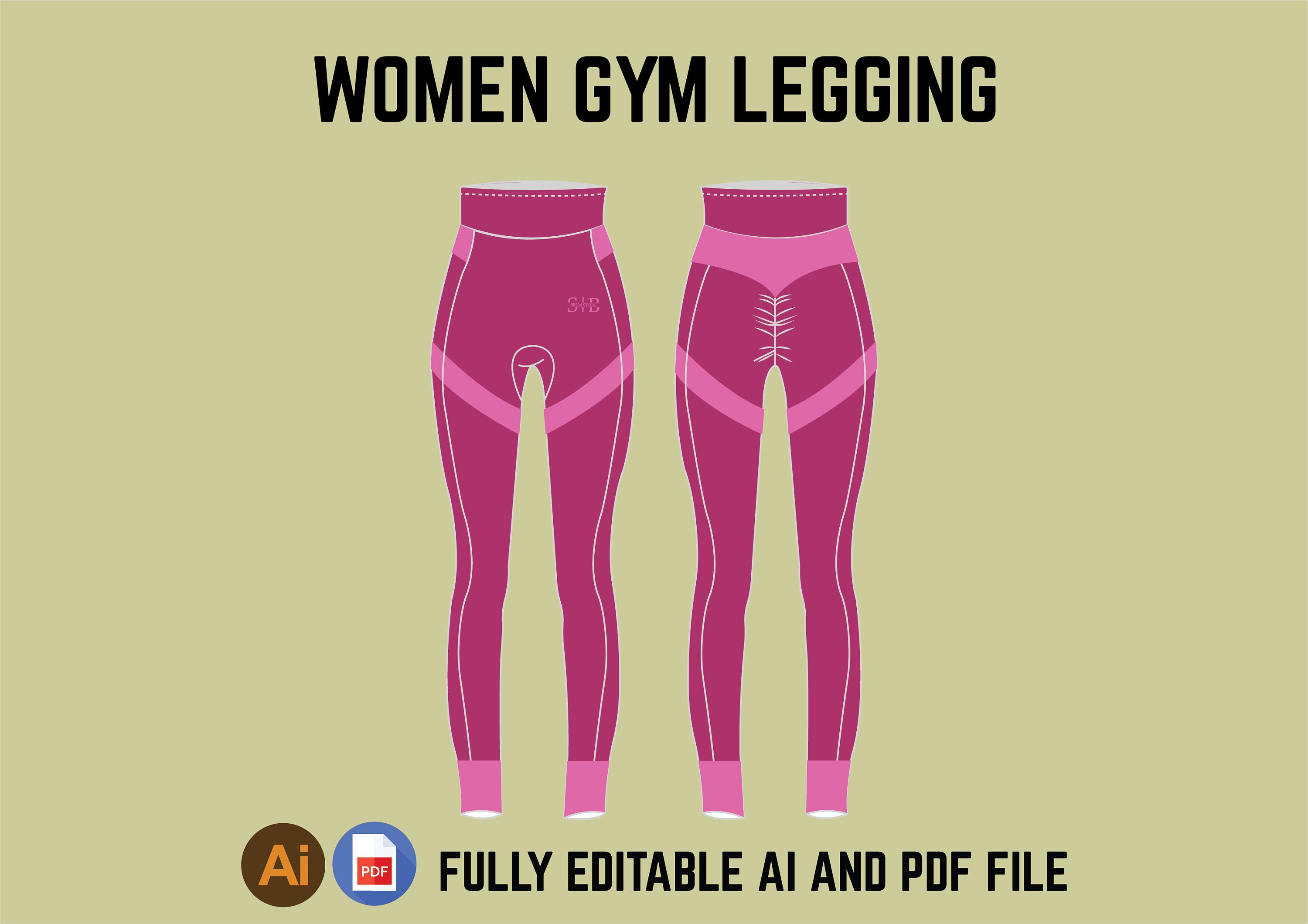 Women's Gym Legging Active Wear Template for Trendy Fitness Apparel ...