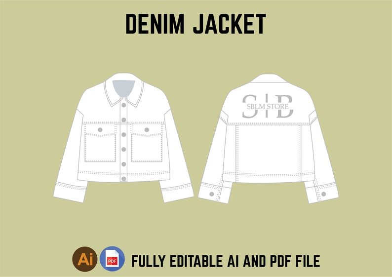 Oversize Denim Jeans Jacket Mockup Vector Streetwear Vector Ai Editable ...