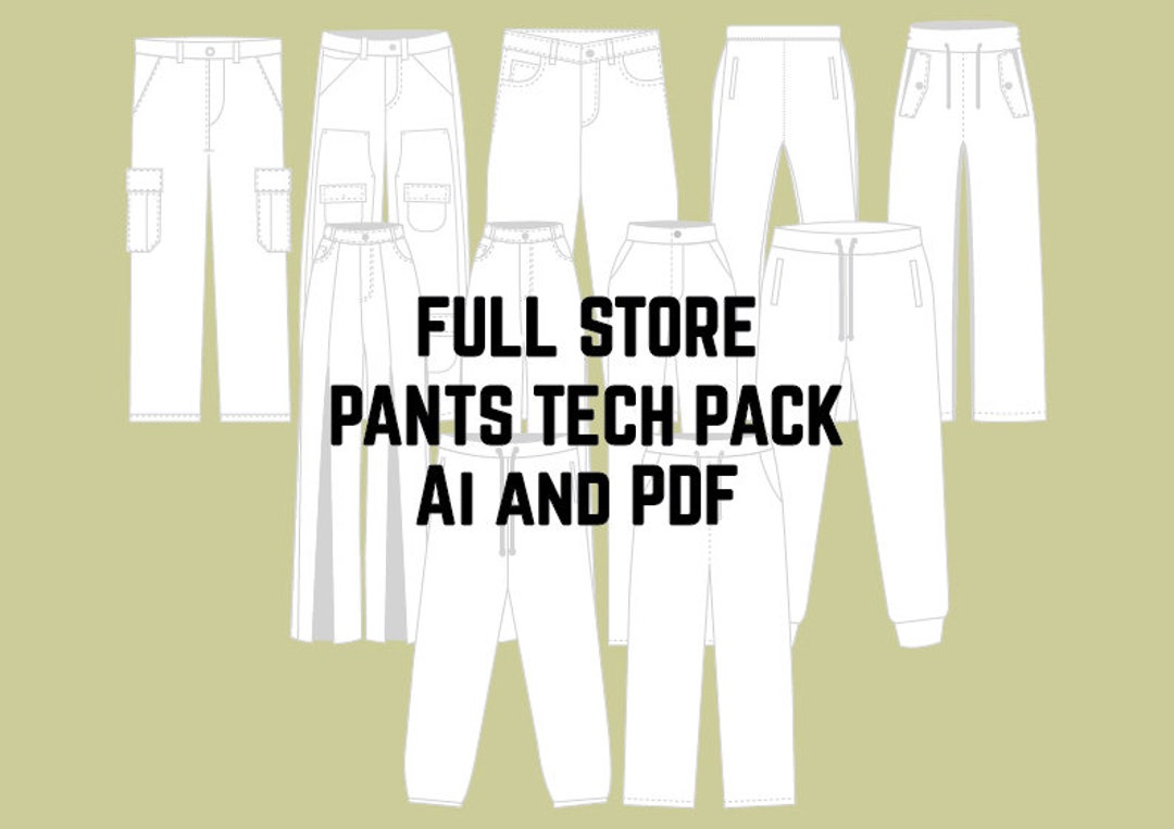 Streetwear Pants Pack Mockup Template Bundle Pack Fashion Clothing Flat ...