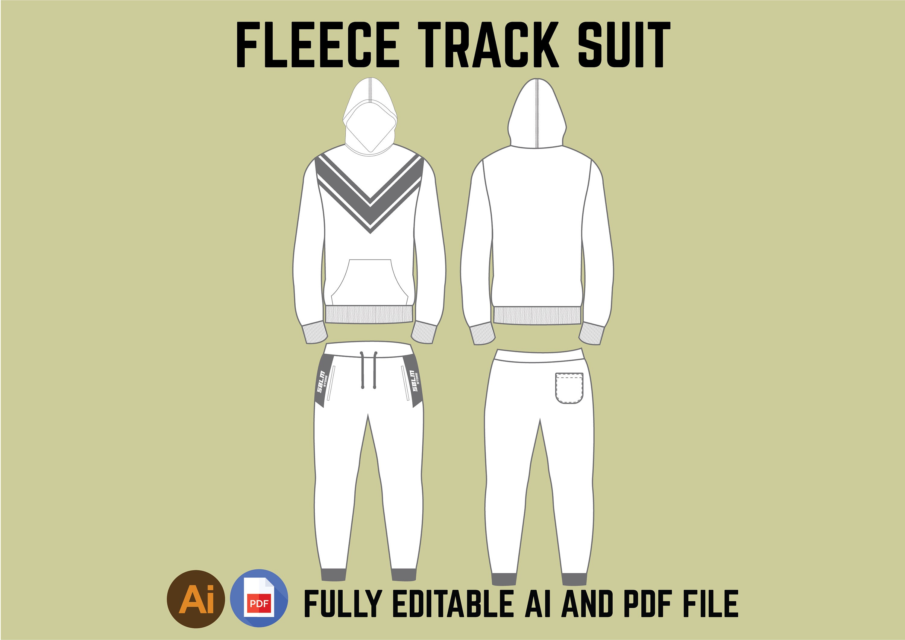 Striped V Shape Tracksuit Tech Pack Template Streetwear Vector Ai ...