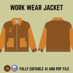 Workwear / Detroit Jacket Vector Mockup Template Streetwear Vector Ai ...