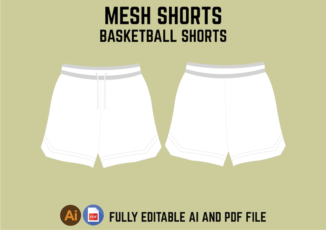 Basketball Mesh Shorts Streetwear Vector Ai Editable Digital Mockup ...