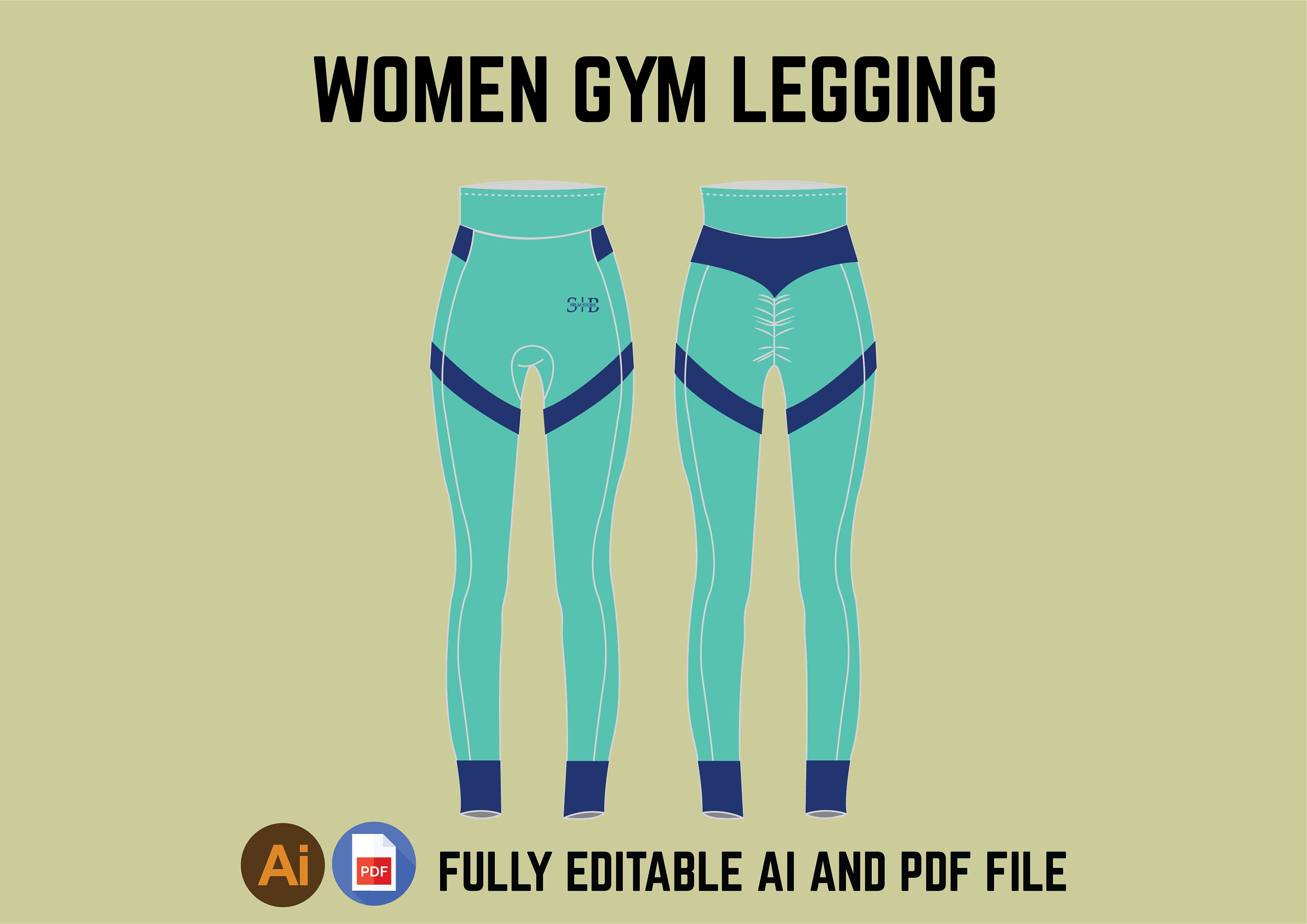 Women's Gym Legging Active Wear Template for Trendy Fitness Apparel ...