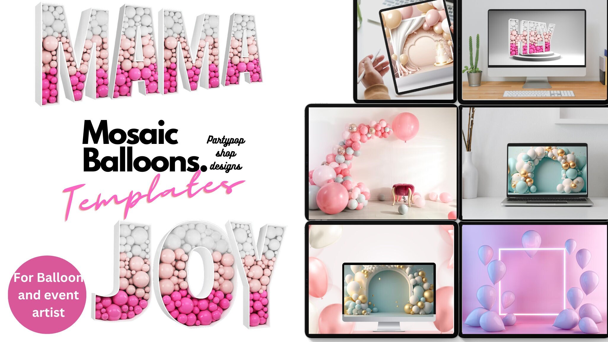 All Alphabet Balloon Template for Mosaic Event Mockups and Event ...