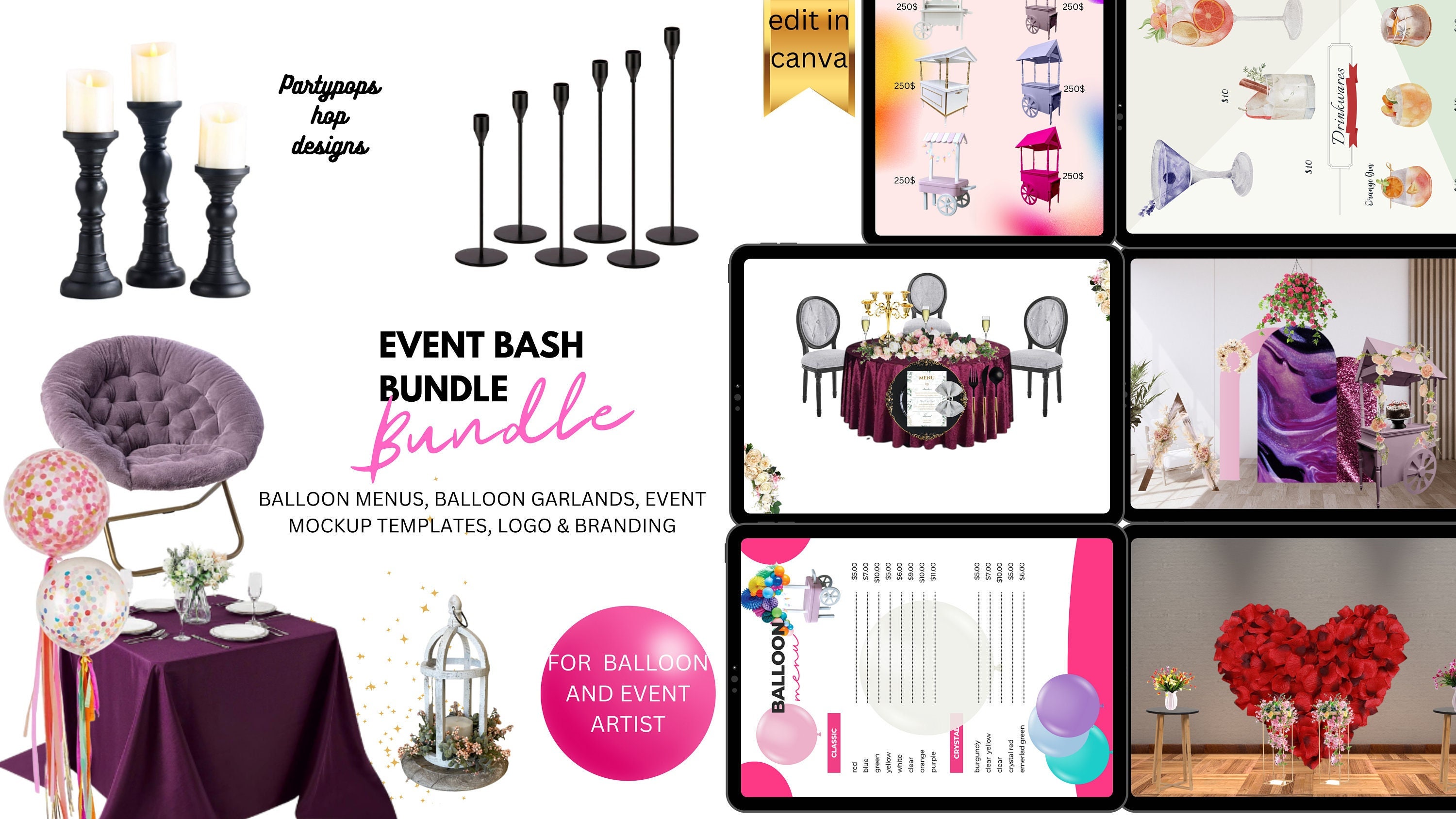 EVENT BASH BUNDLE, Png Svg Party Pack for Event Stylists, Graphic ...