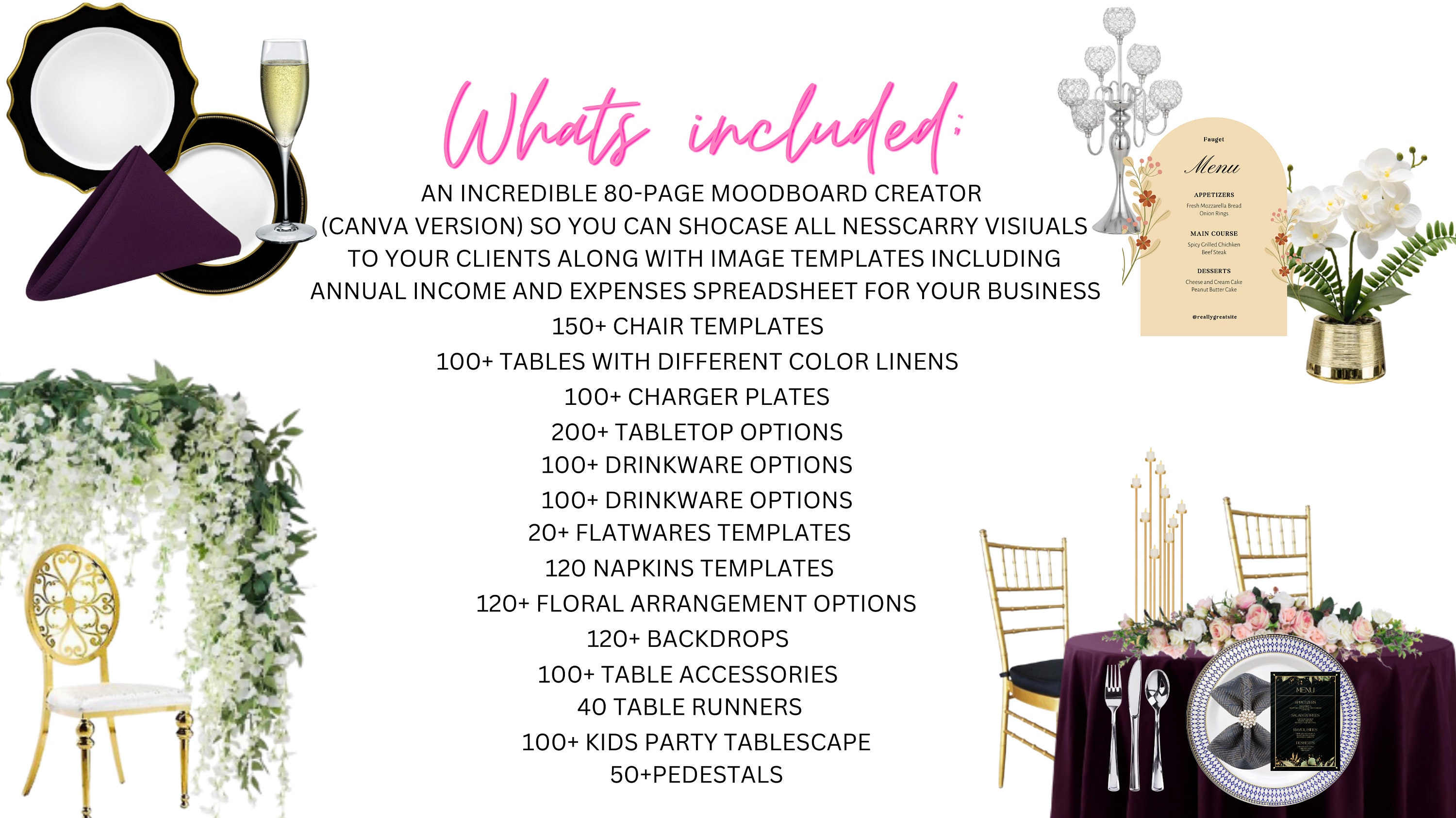 80-page EVENT PLANNER Complete Bundle Mood Board and Seating Layout ...