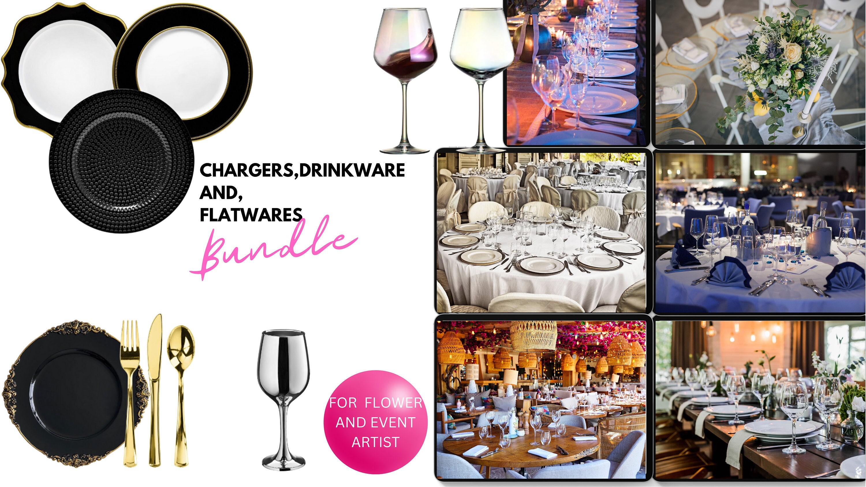 250 Event Templates Event Charger Plates Drinkwares Flatwares for Event ...