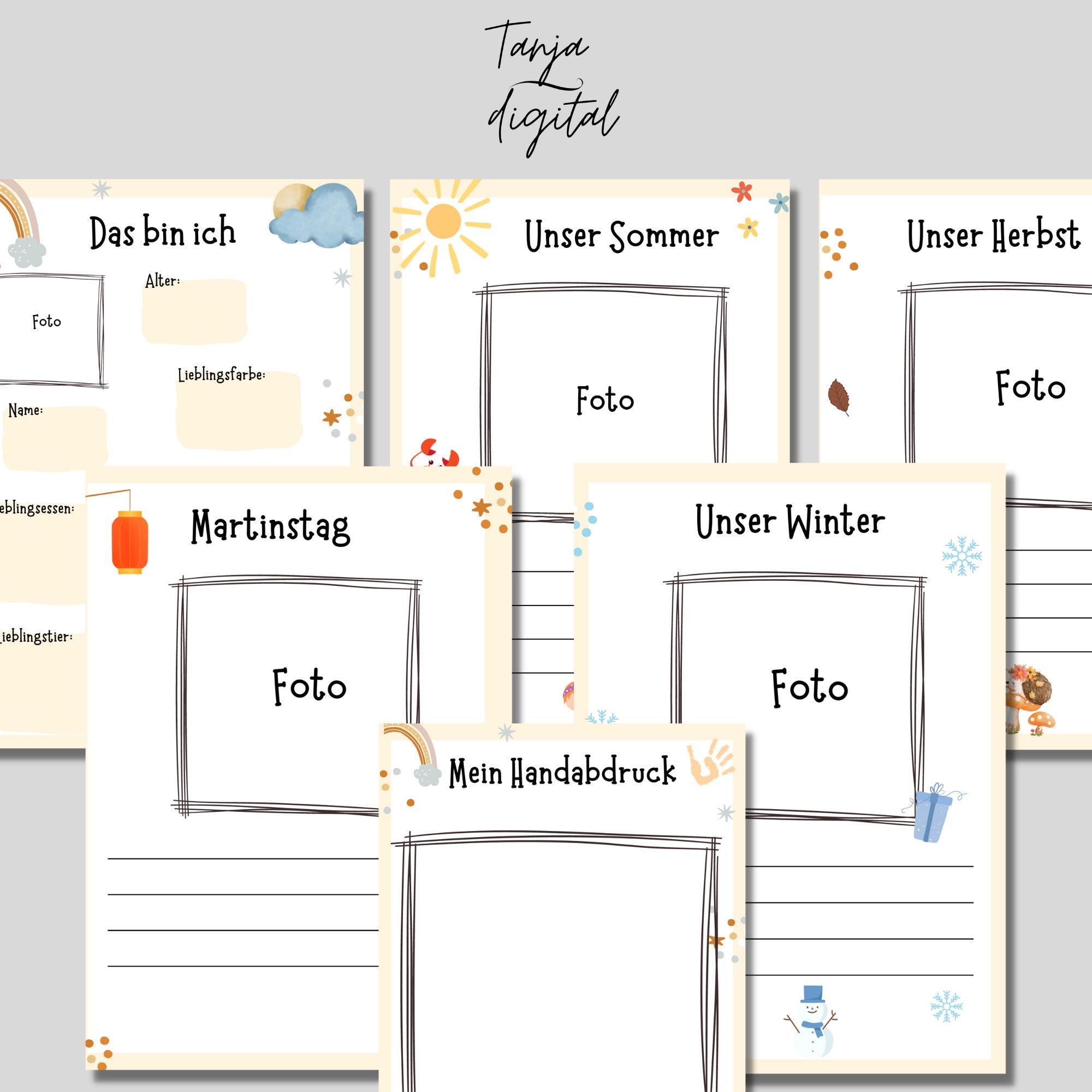 Portfolio Kind Vorlagen | Druckvorlage PDF | für Kindergarten, Krippe, Kita | 12 Seiten ...