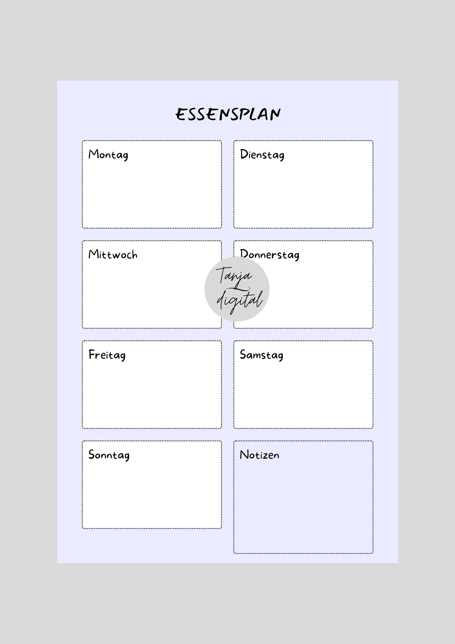 Essensplan Druckvorlage | Speiseplan | PDF 7 Seiten diversen Vorlagen ...