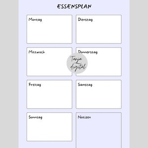 Essensplan Druckvorlage | Speiseplan | PDF 7 Seiten diversen Vorlagen ...