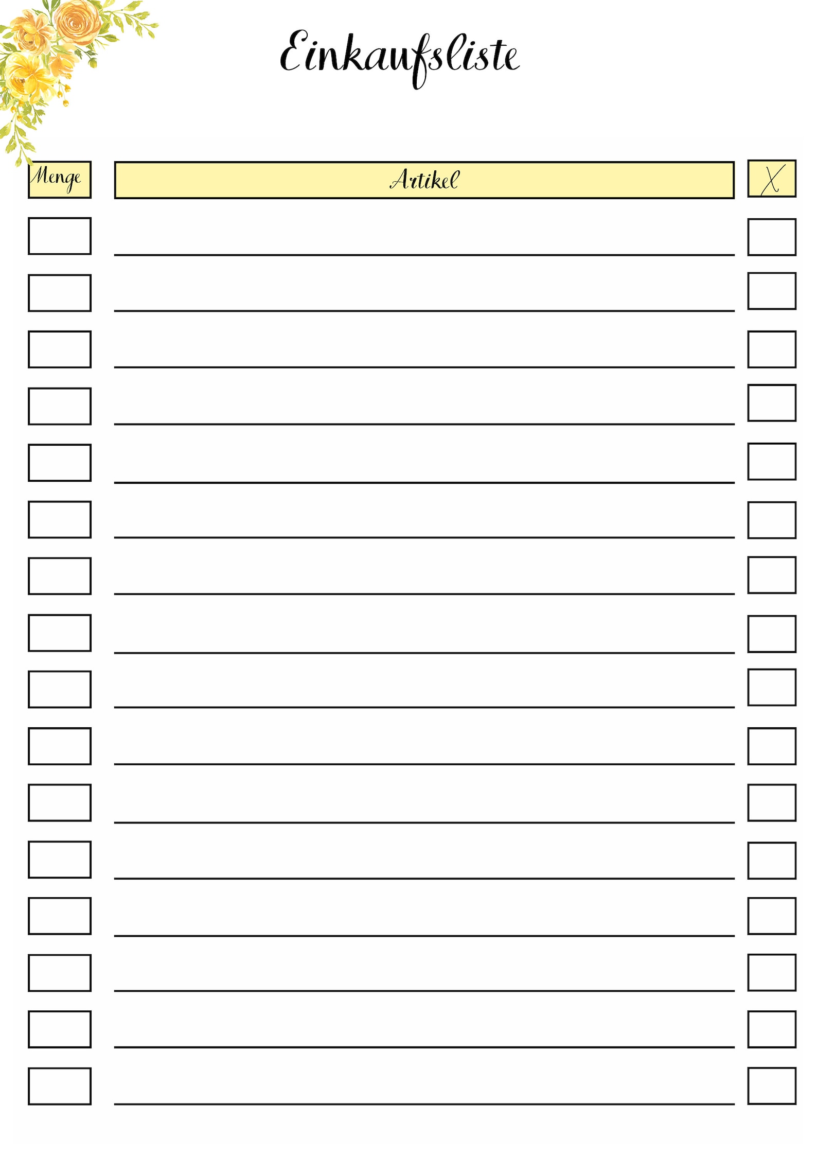 Einkaufsliste Vorlage Zum Drucken