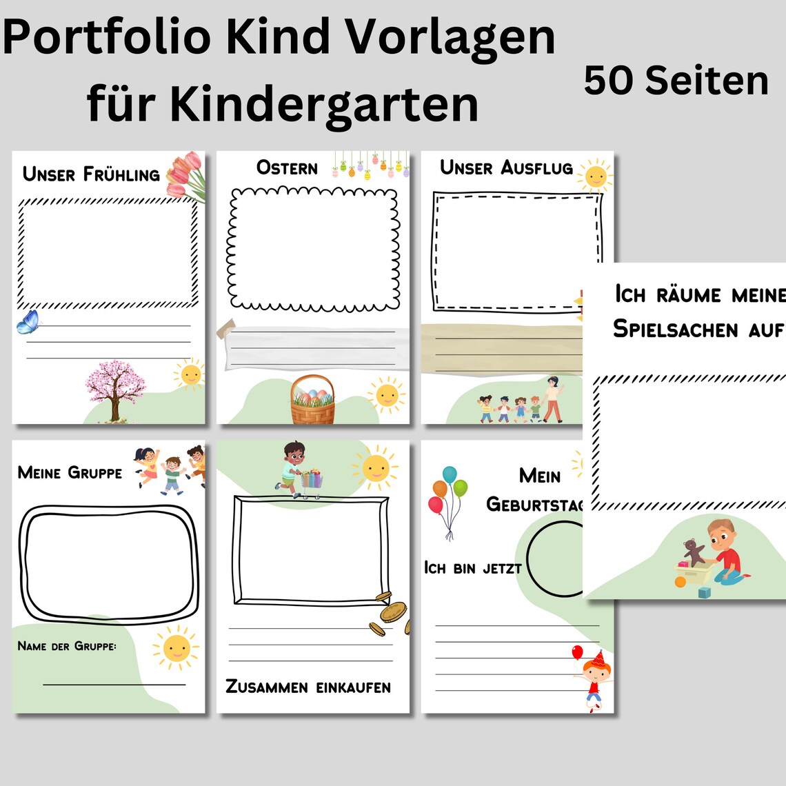 Portfolio Child Templates | Print Template | Kindergarten, Crèche, Day ...